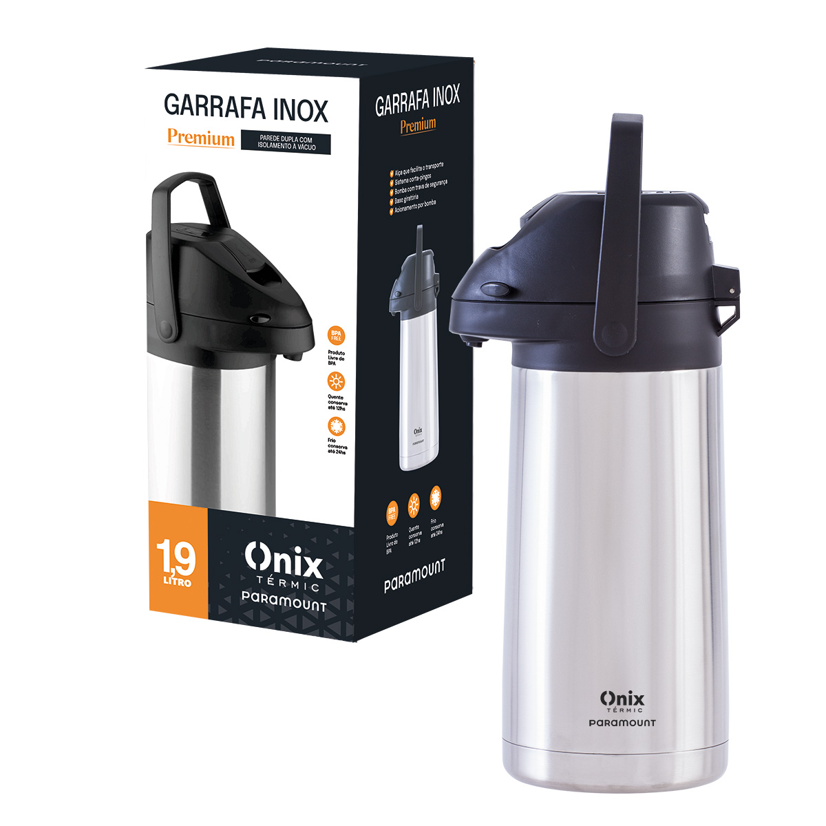 Garrafa Inox Premium 1,9 Lts - Paramount Plásticos