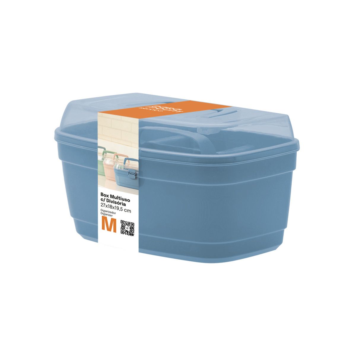Box Multiuso com Divisória M Light Blue - Paramount Plásticos